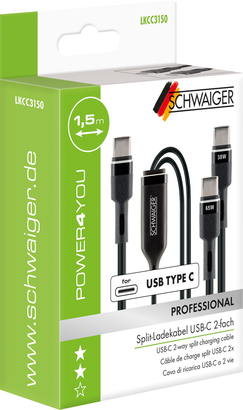 Split-Kabel USB-C auf USB-C 1,5 m — Schwaiger GmbH